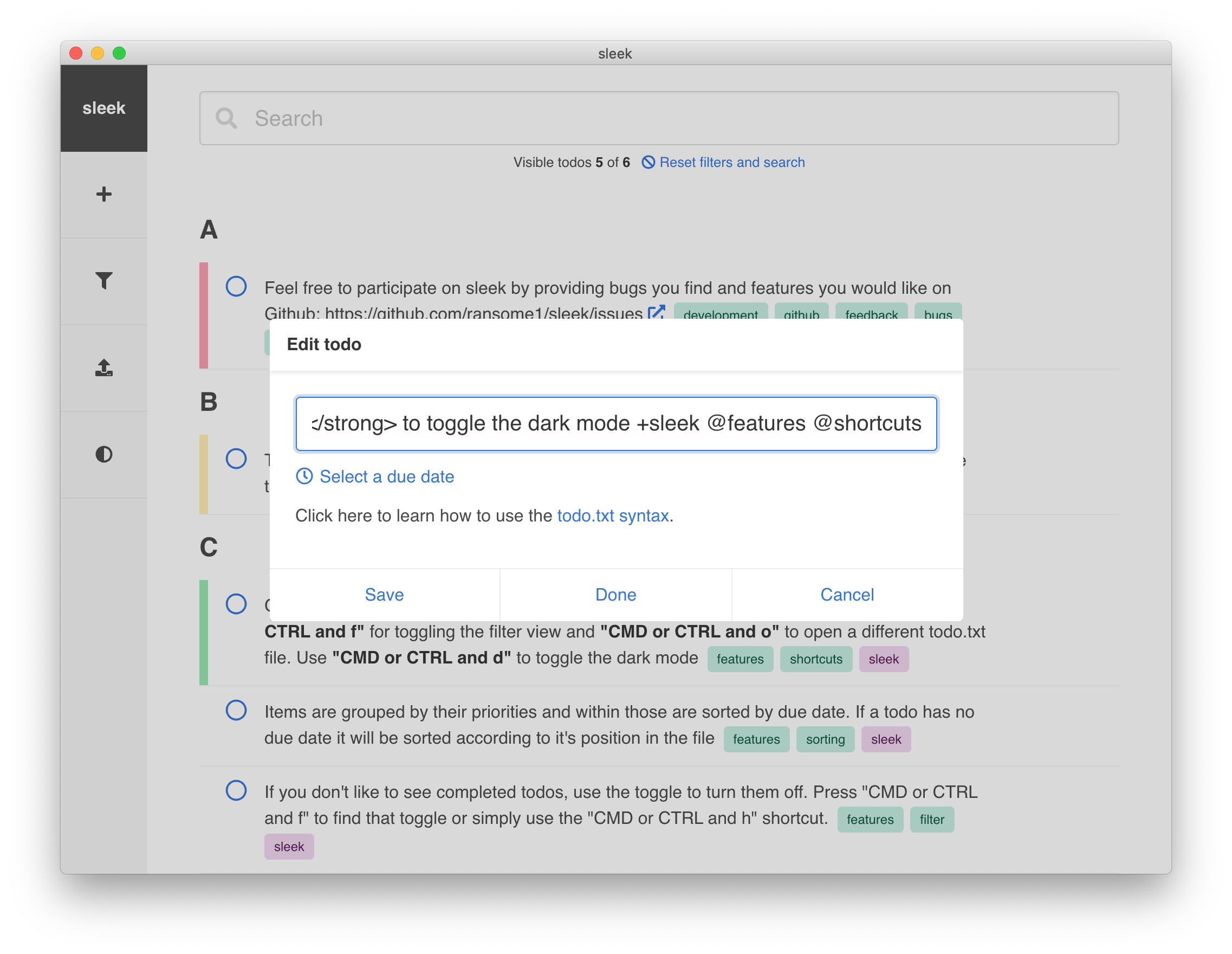 Install sleek - a todo.txt manager for Linux using the Snap Store ...