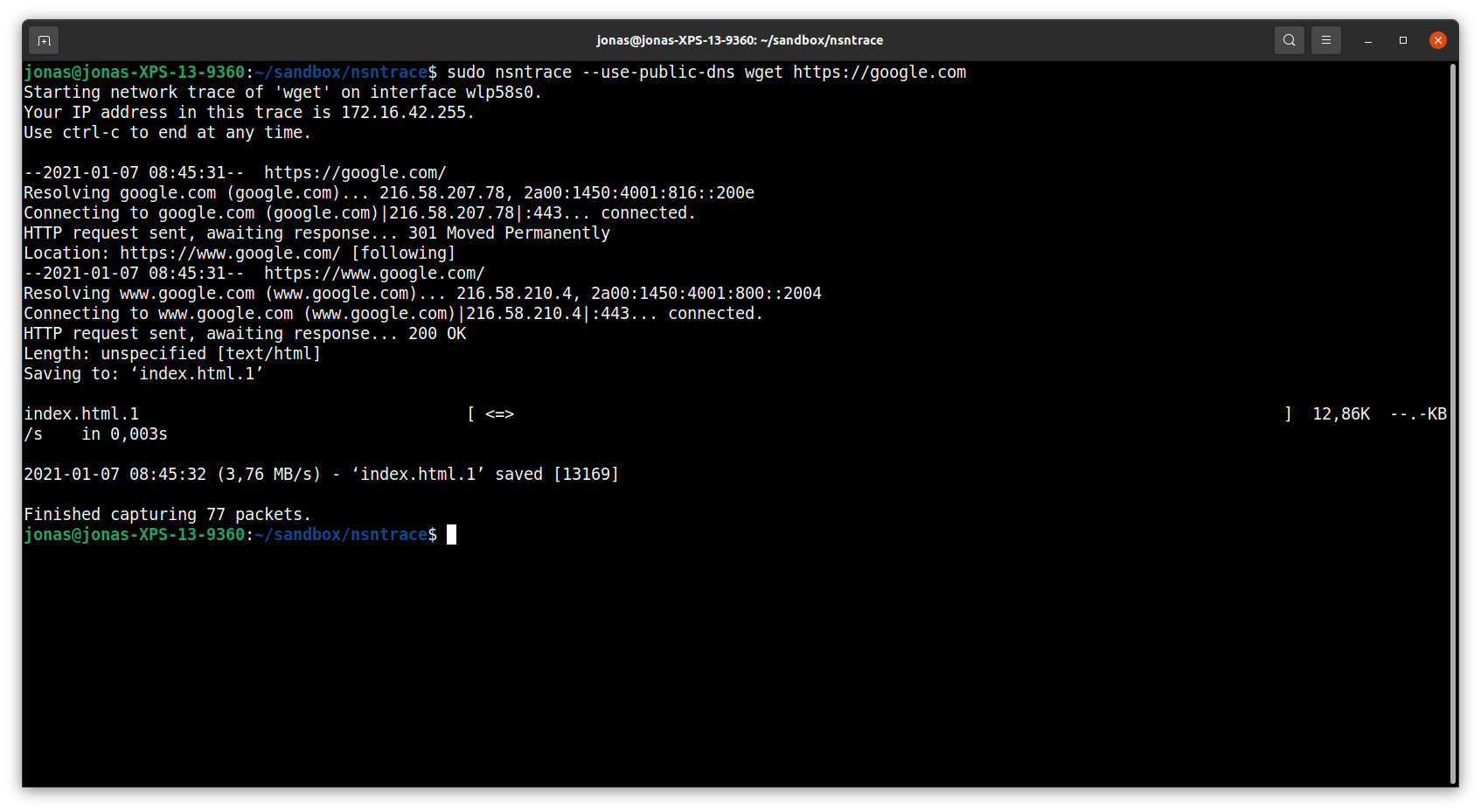 Install nsntrace on Linux | Snap Store