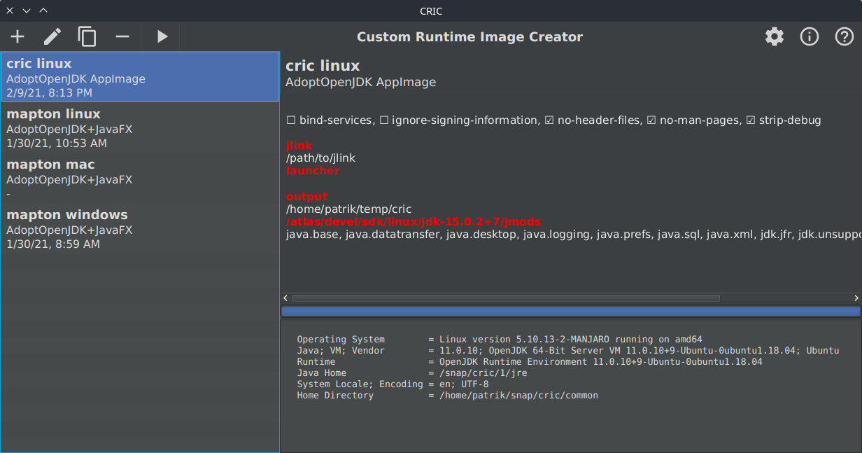 Install CRIC - Java Custom Runtime Image Creator on Linux | Snap Store
