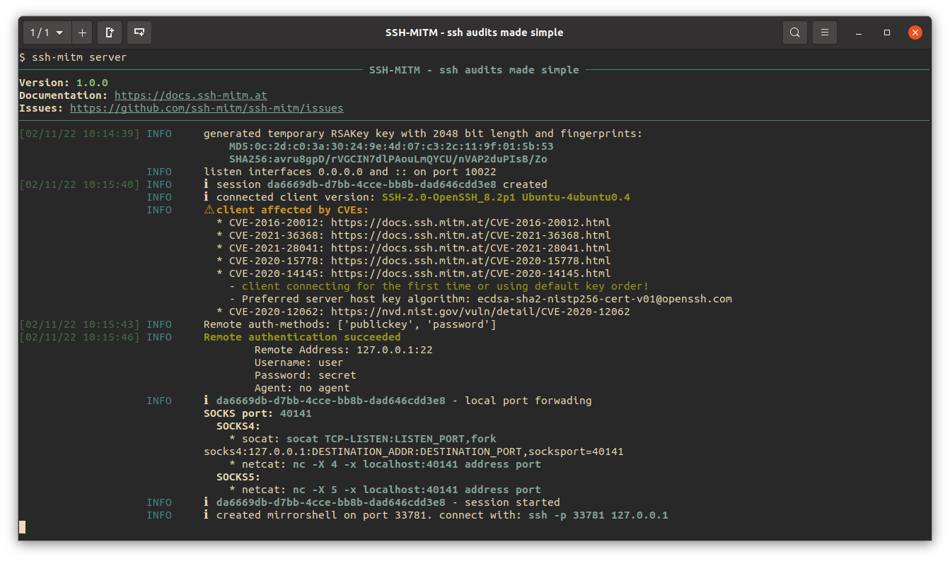 Install SSH-MITM on Linux | Snap Store