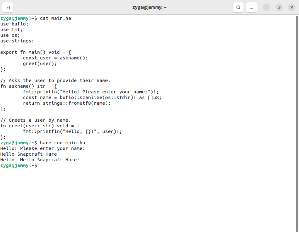 Install Hare Language Compiler on Arch Linux using the Snap Store ...