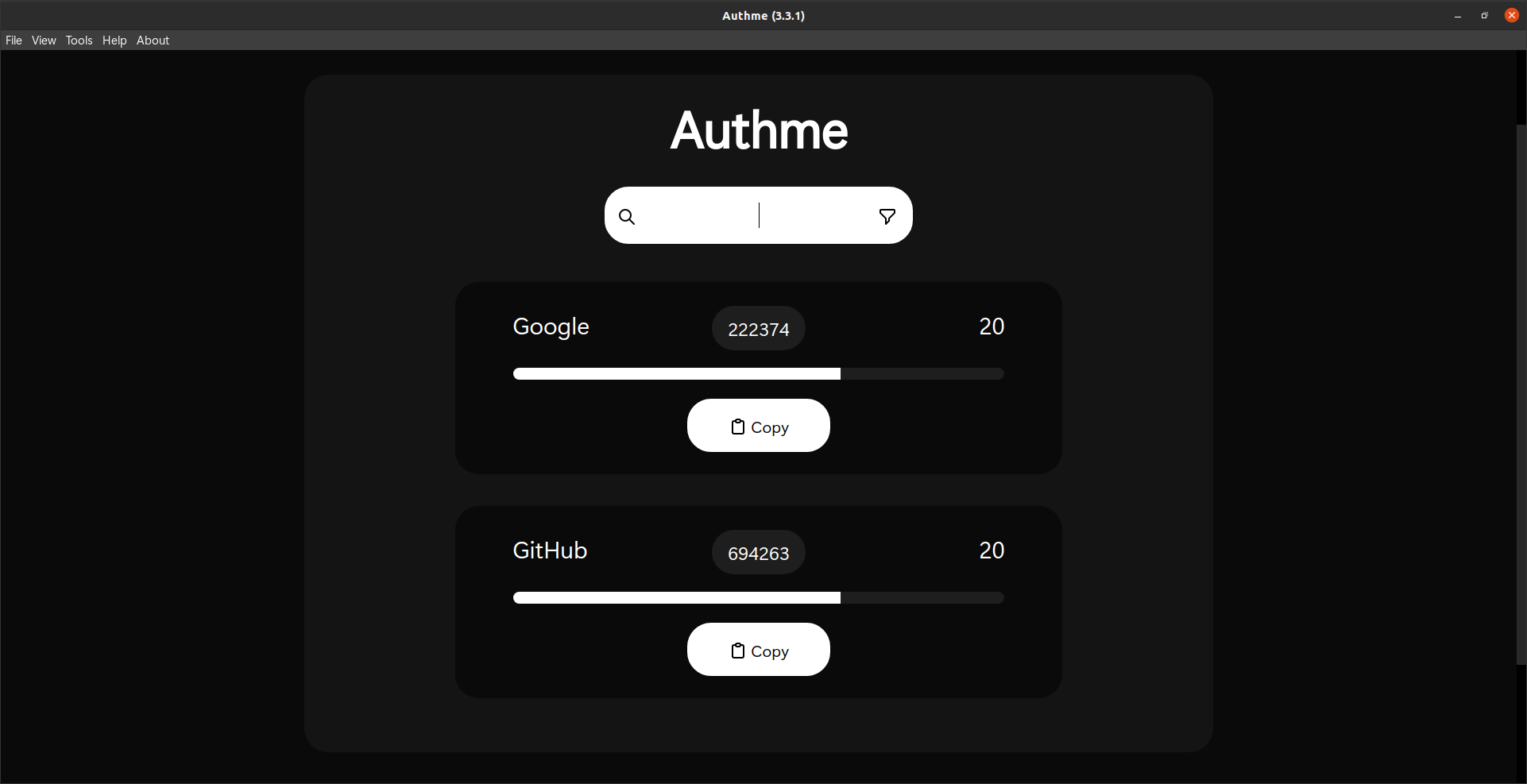 Install Authme (Two-factor authenticator) on Linux | Snap Store