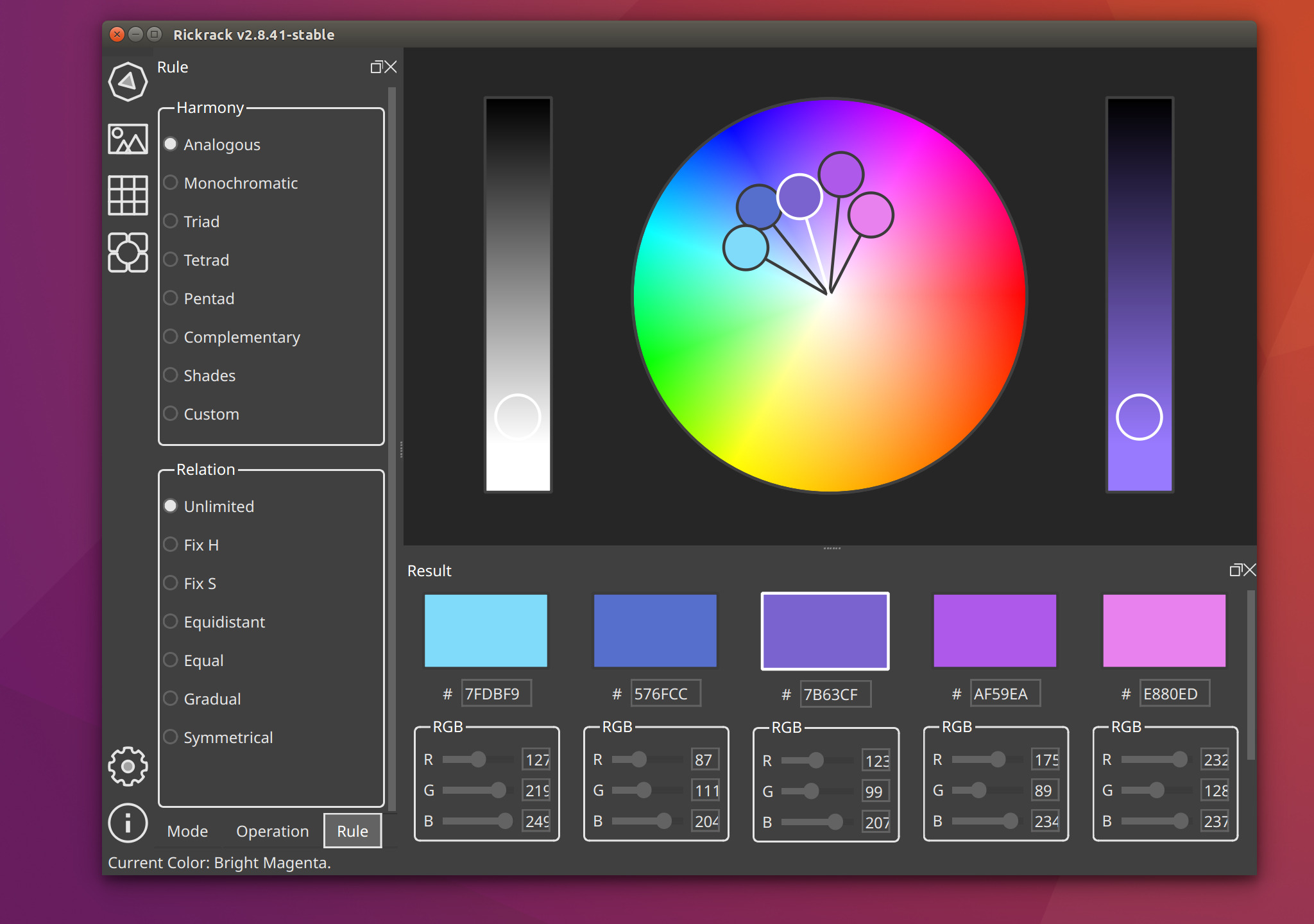 Install Rickrack (Color Palette Generator) on Linux | Snap Store