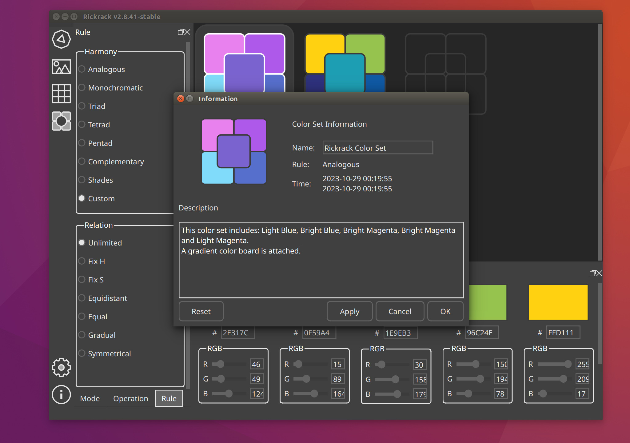 Install Rickrack (Color Palette Generator) on Manjaro Linux using the ...
