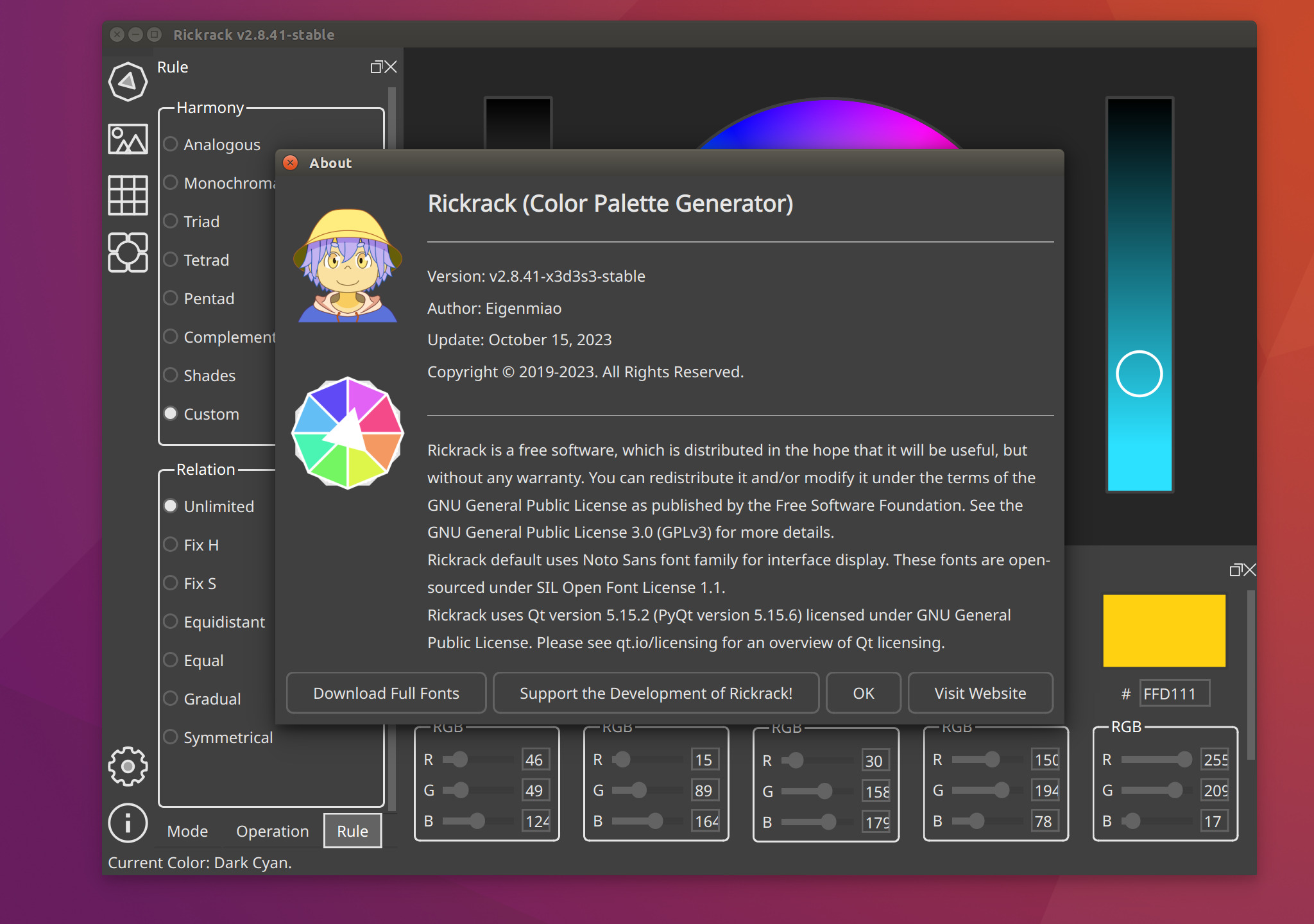 Install Rickrack (Color Palette Generator) on CentOS using the Snap ...