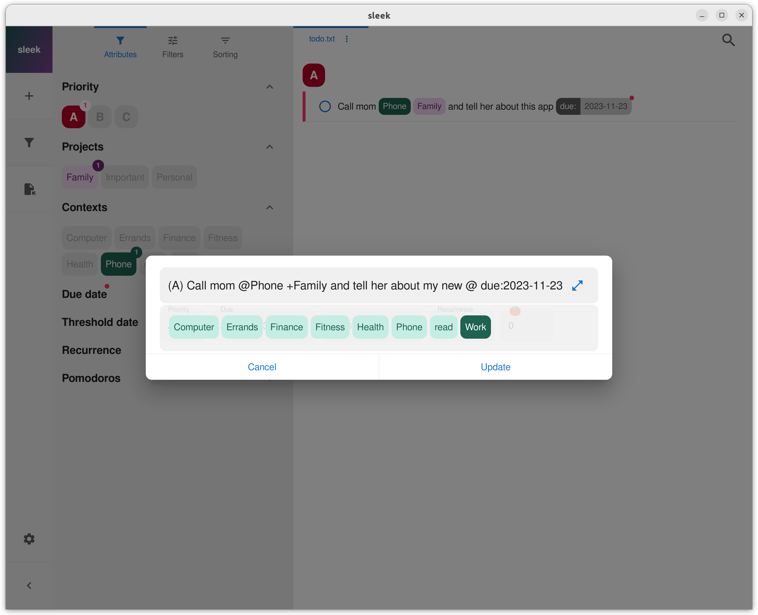 Install sleek - todo.txt manager for Linux on Linux | Snap Store