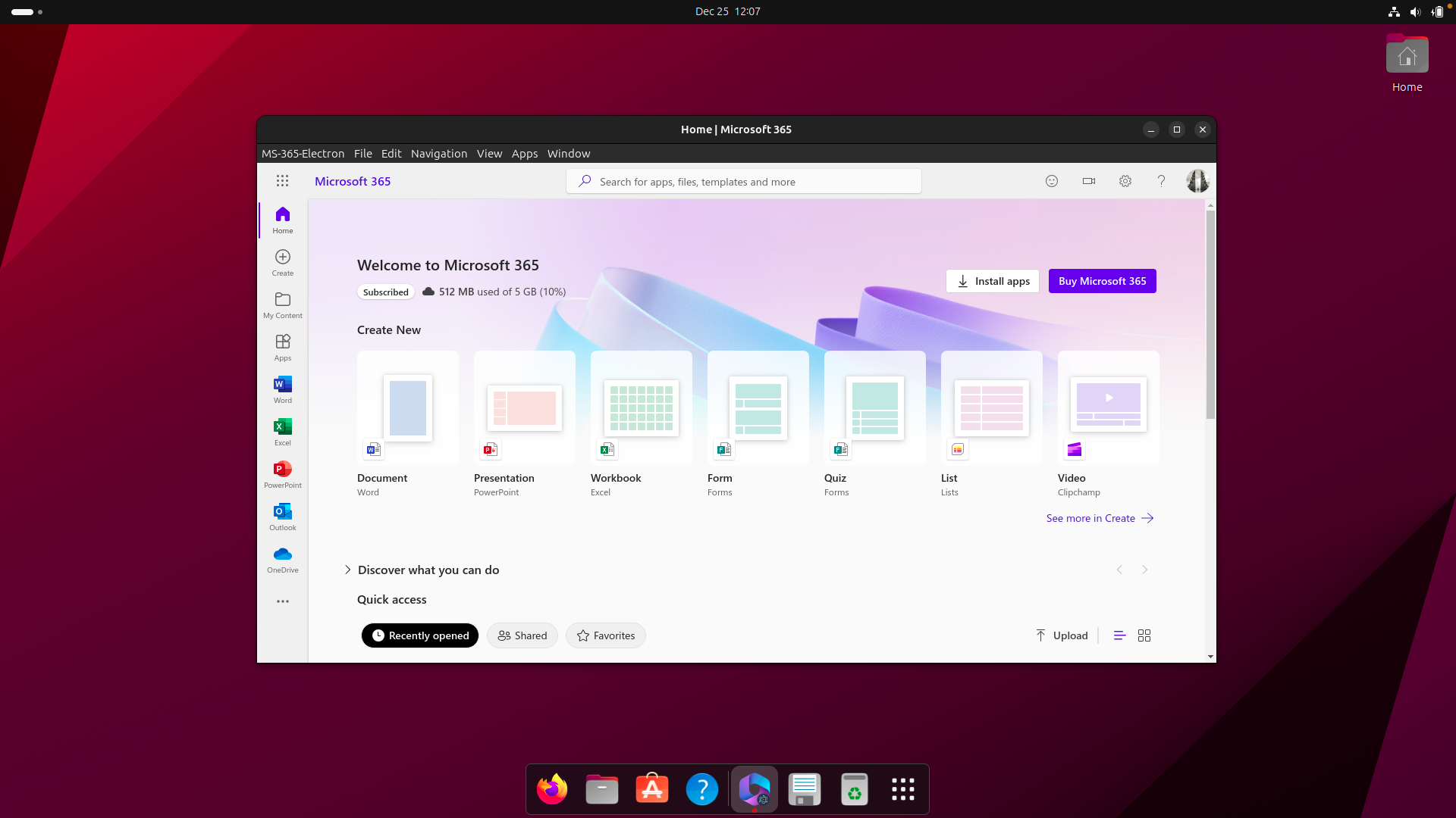 Install MS-365-Electron on Linux | Snap Store