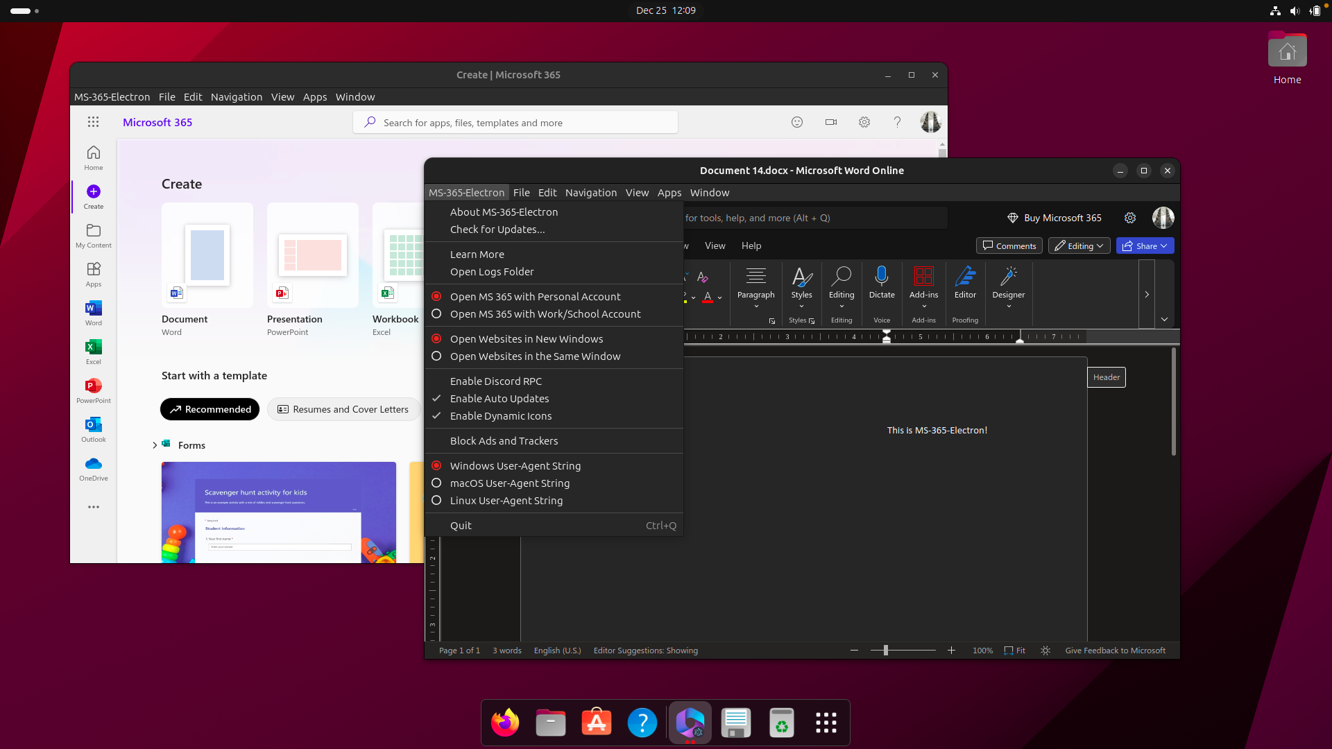 Install MS-365-Electron on Linux | Snap Store