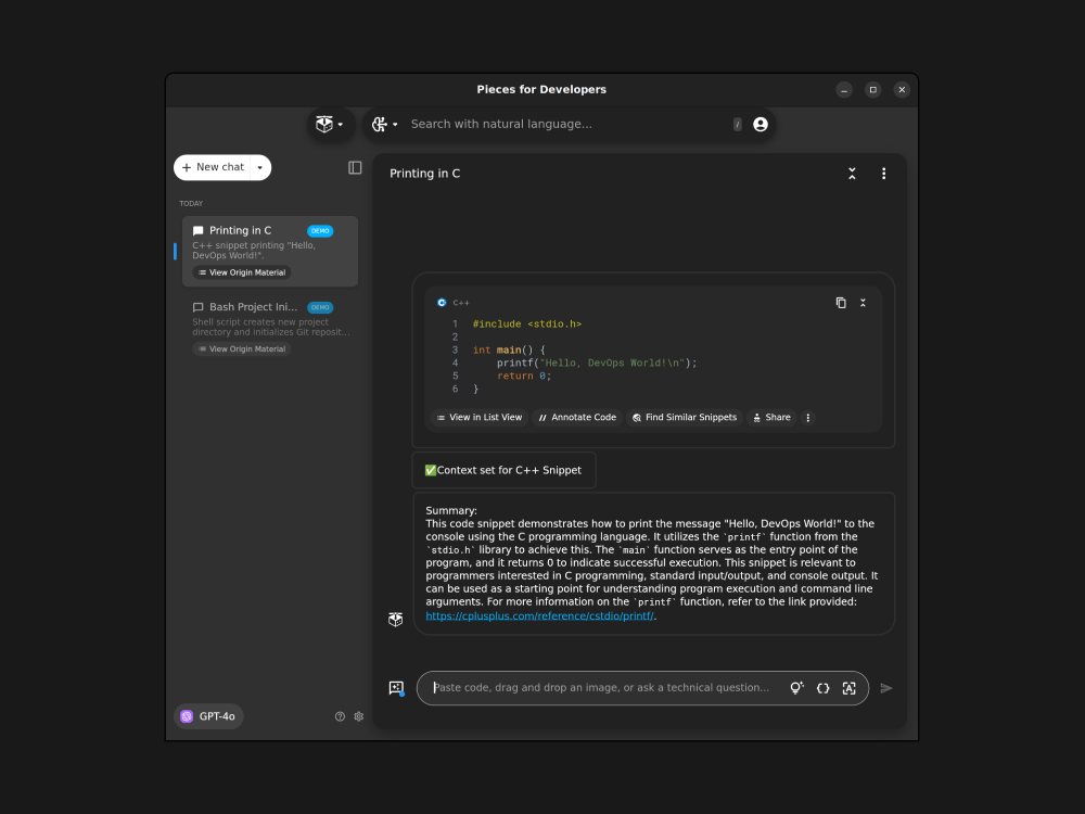 Install Pieces for Developers on Linux | Snap Store