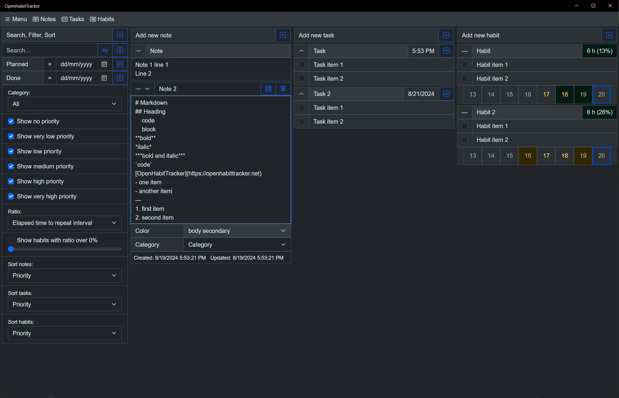Install OpenHabitTracker on Linux | Snap Store
