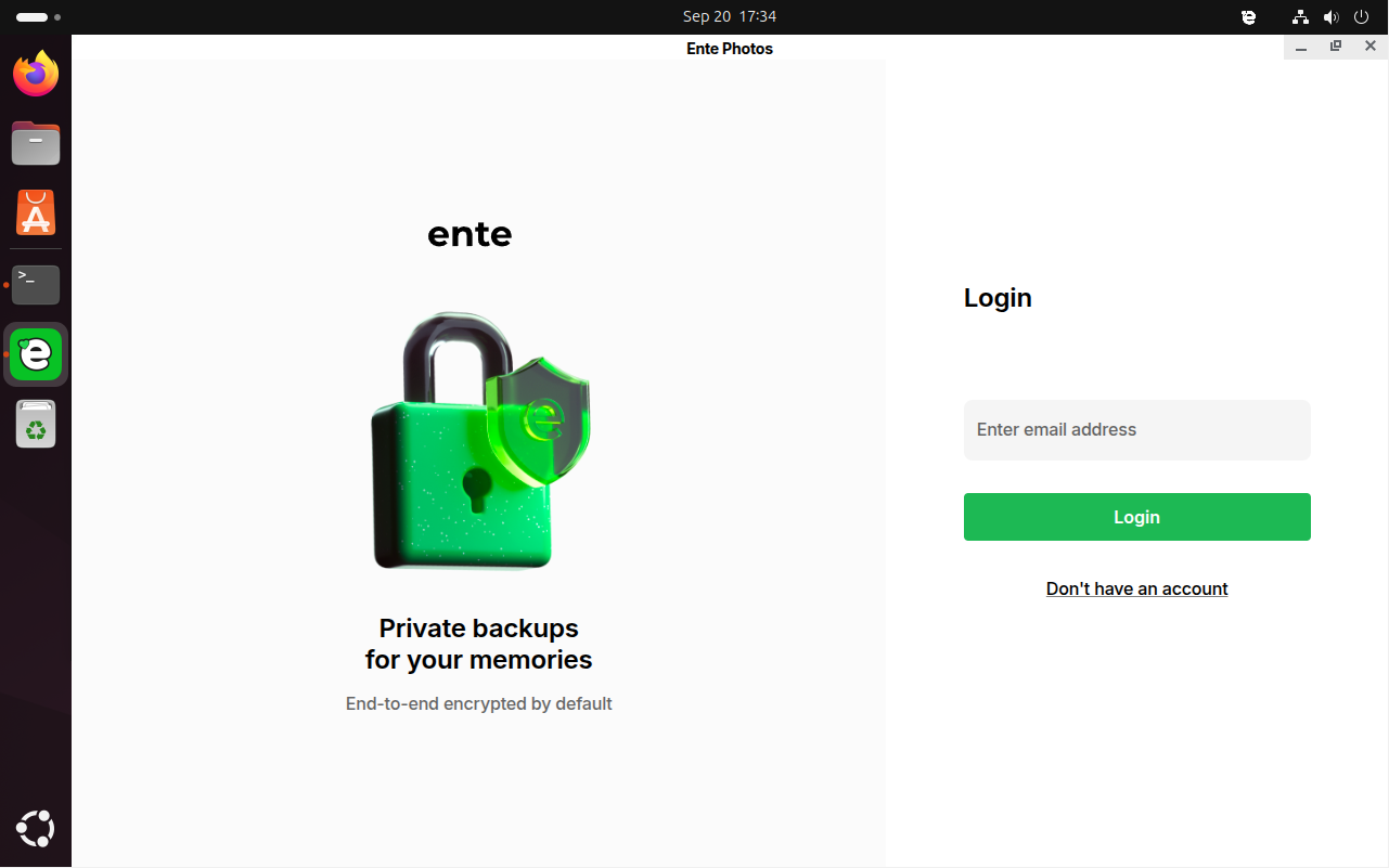 Install Ente Photos (Unofficial) on Linux | Snap Store