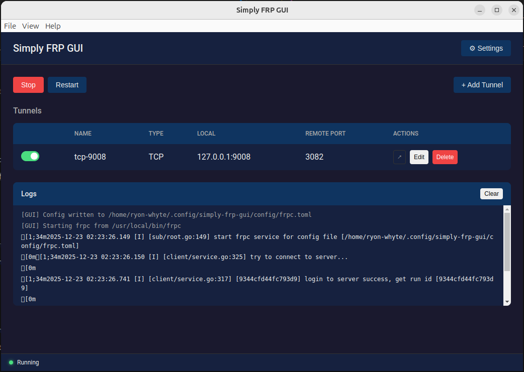 Install Simple FRP GUI on Linux | Snap Store